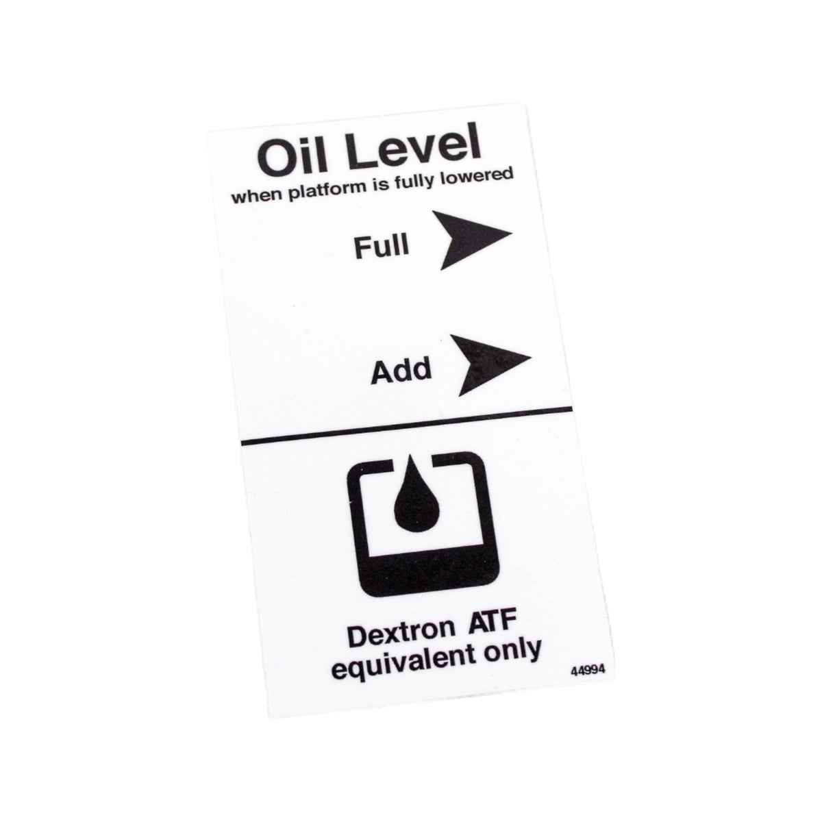 GENIE 44994GN - DECAL, HYD. FLUID LEVEL/DEXRON GS1930 | RSW Parts
